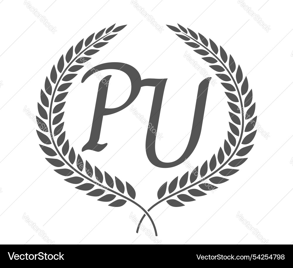 Initial letter p and u pu monogram logo design Vector Image