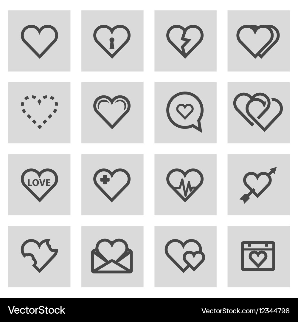 Line heart icons set Royalty Free Vector Image