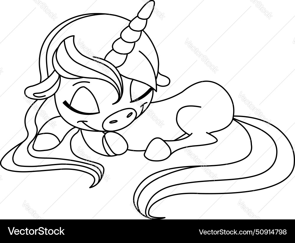 Outlined sleeping unicorn Royalty Free Vector Image