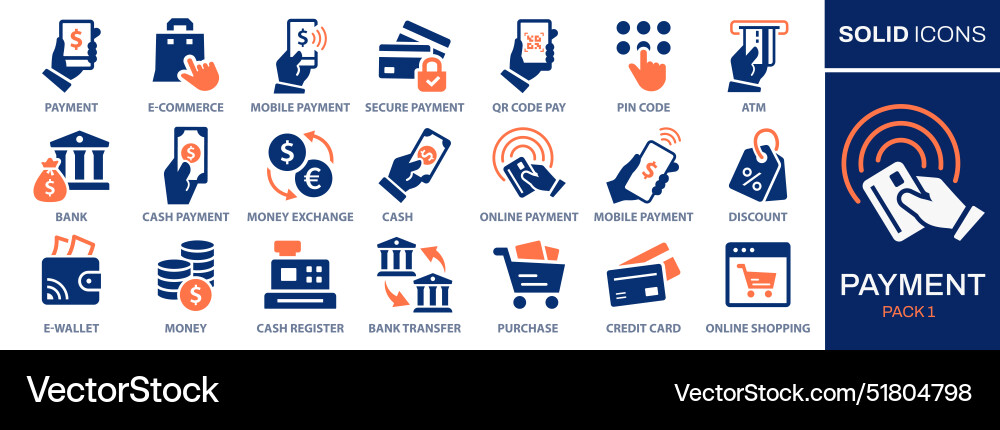 Payment icon set collection of e-commerce online Vector Image