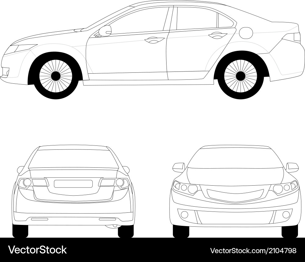 Sport Sedan Line Art Royalty Free Vector Image