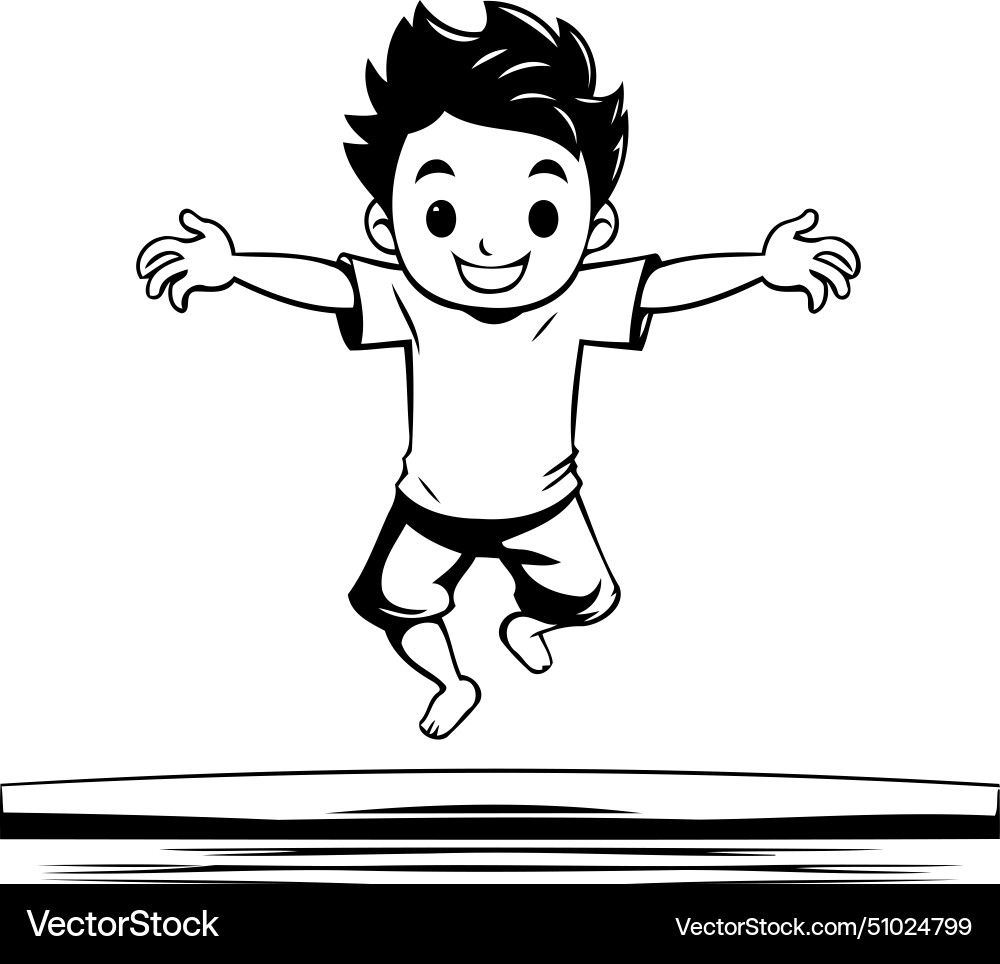 Cartoon boy jumping over a hurdle isolated Vector Image