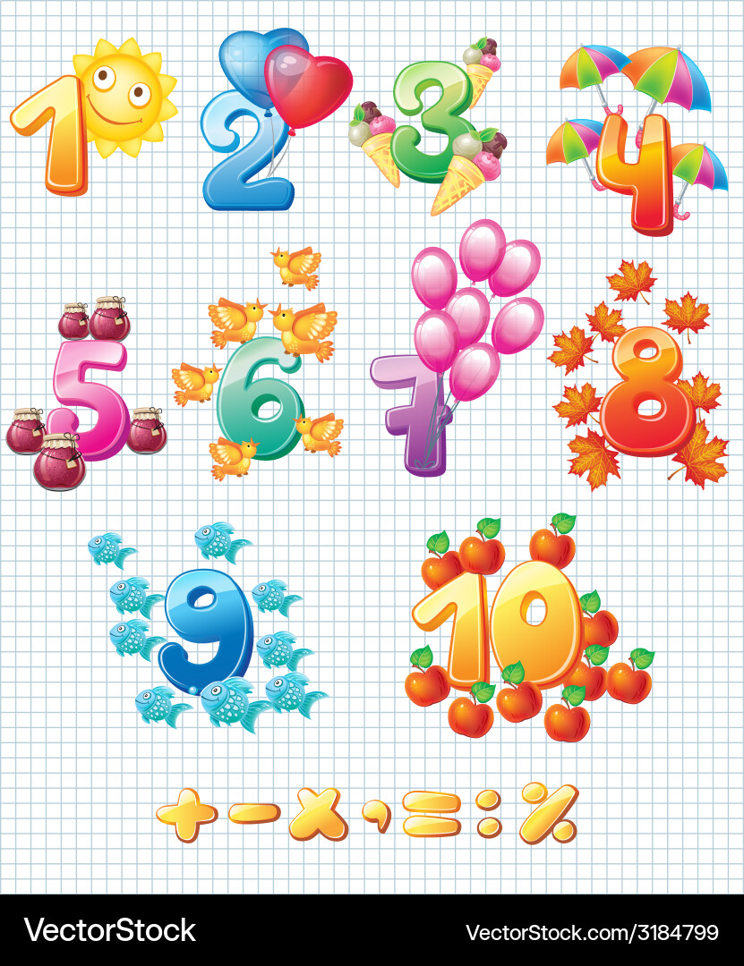 Colorful numbers for children Royalty Free Vector Image