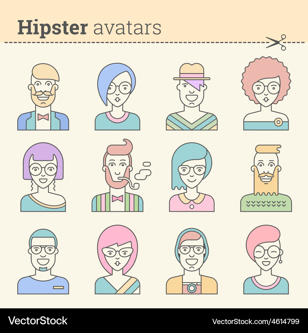 Creative set of hipster avatars Royalty Free Vector Image