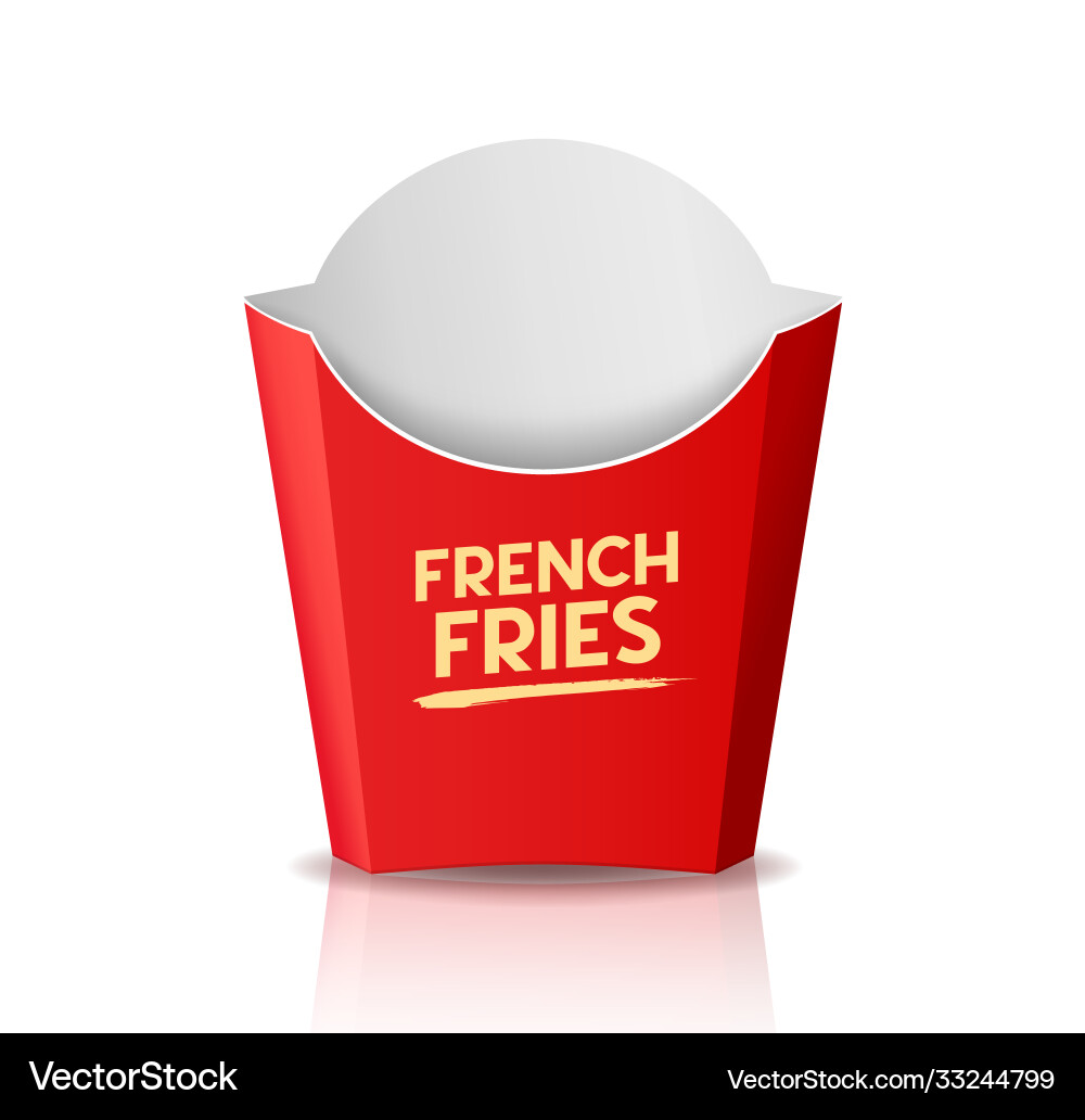 French fries packaging red box template design Vector Image