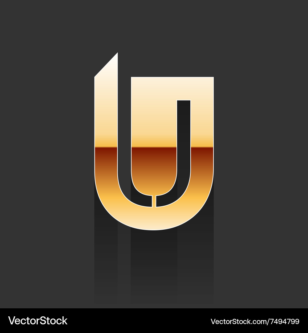 Gold letter u shape logo element Royalty Free Vector Image