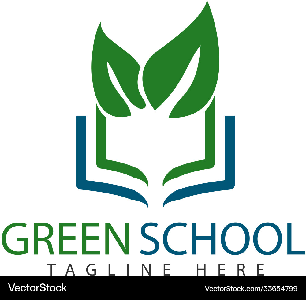 Green school logo template design Royalty Free Vector Image