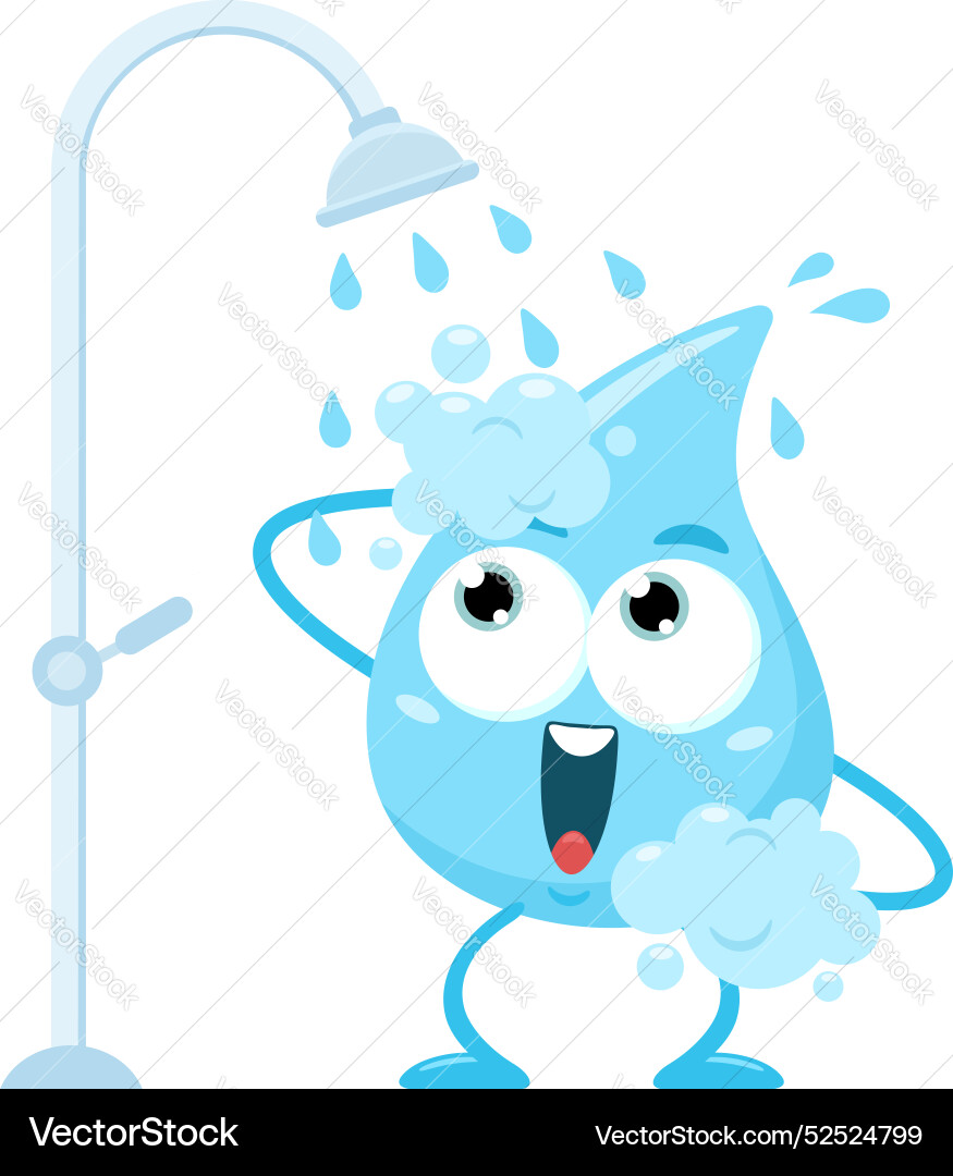 Happy blue water drop cartoon character Royalty Free Vector