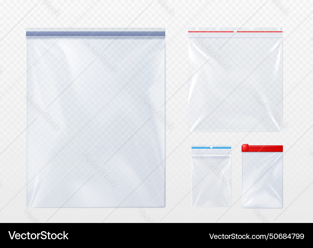 Plastic bag with zip locker mockup Royalty Free Vector Image
