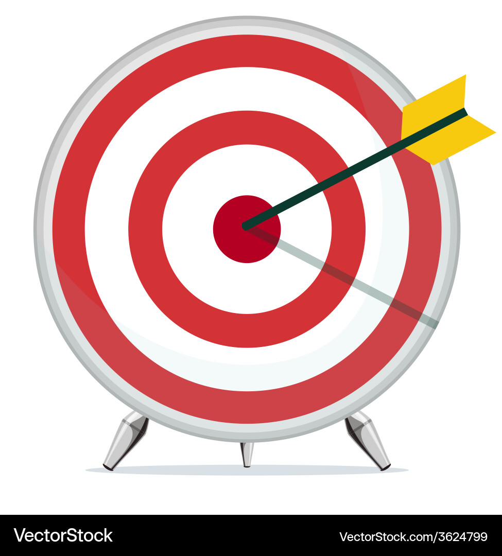 Target with an arrow in the center Royalty Free Vector Image
