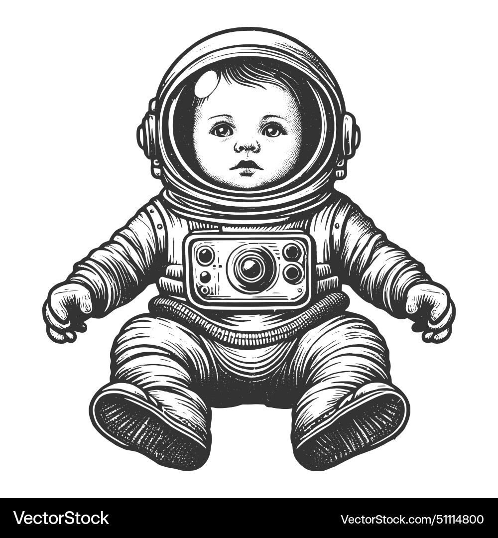 Baby astronaut in space suit Royalty Free Vector Image