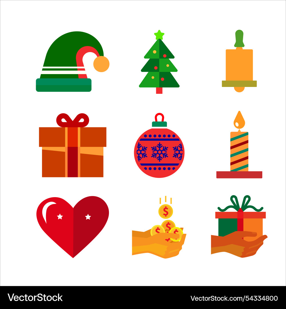 Christmas icon set Royalty Free Vector Image - VectorStock