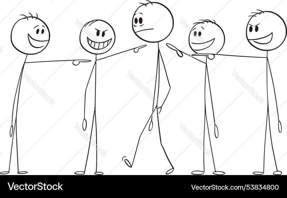 Crowd or team mocking and pointing at another Vector Image
