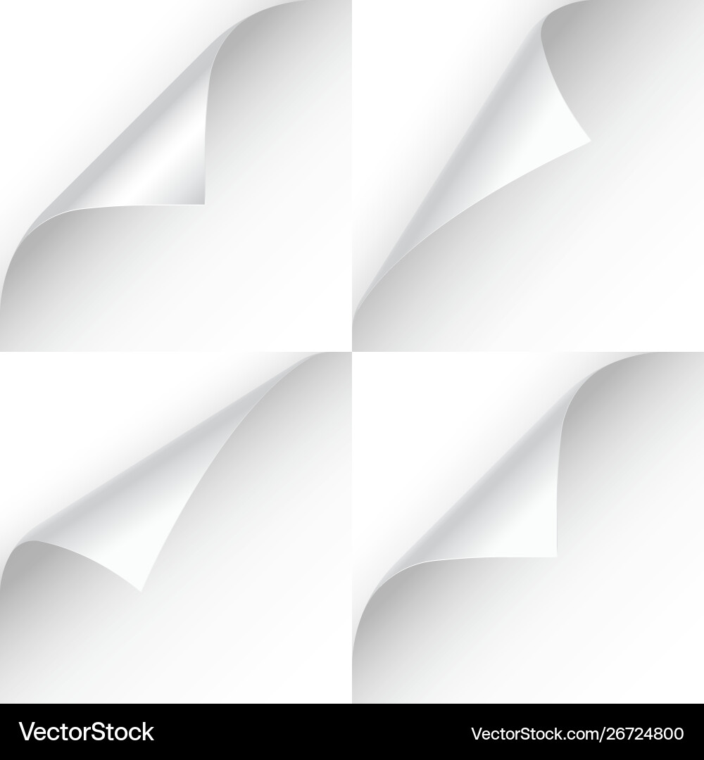 Curled page corner with shadow on transparent Vector Image