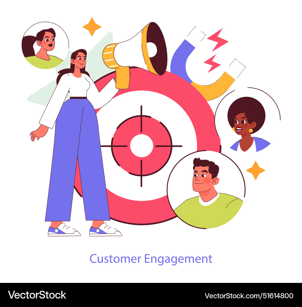 Customer engagement flat Royalty Free Vector Image