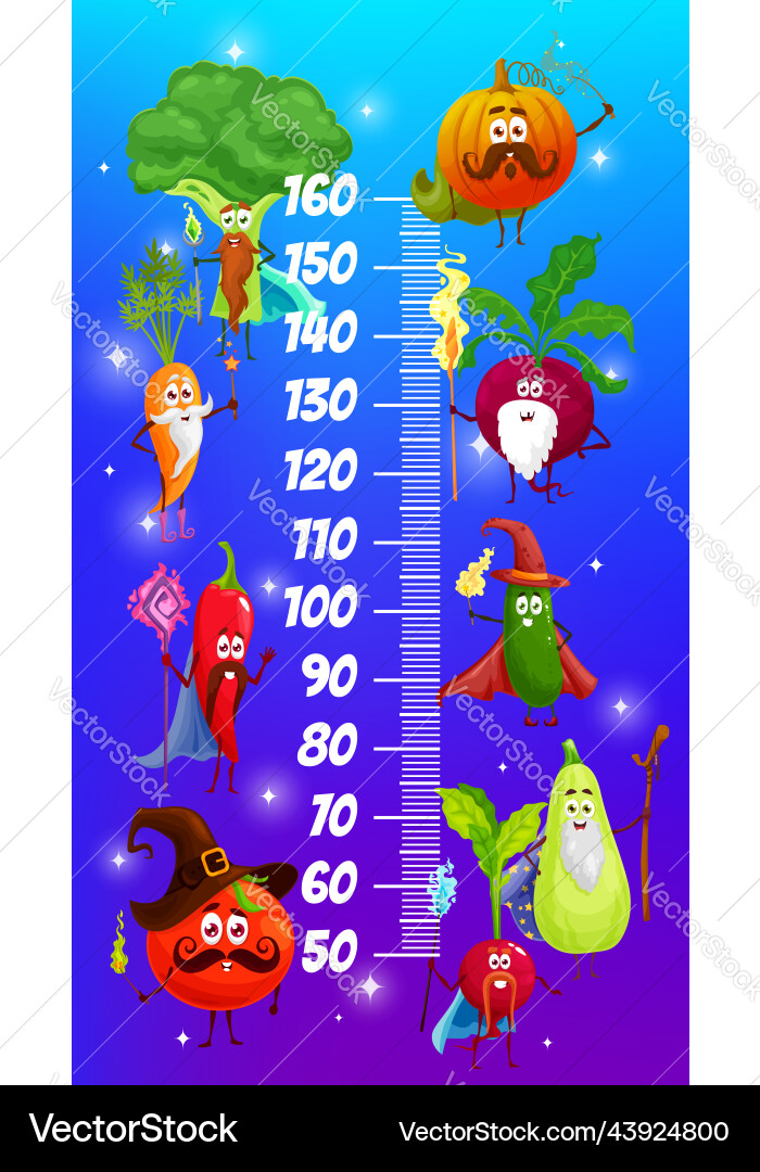 Kids height chart cartoon magicians and wizards Vector Image