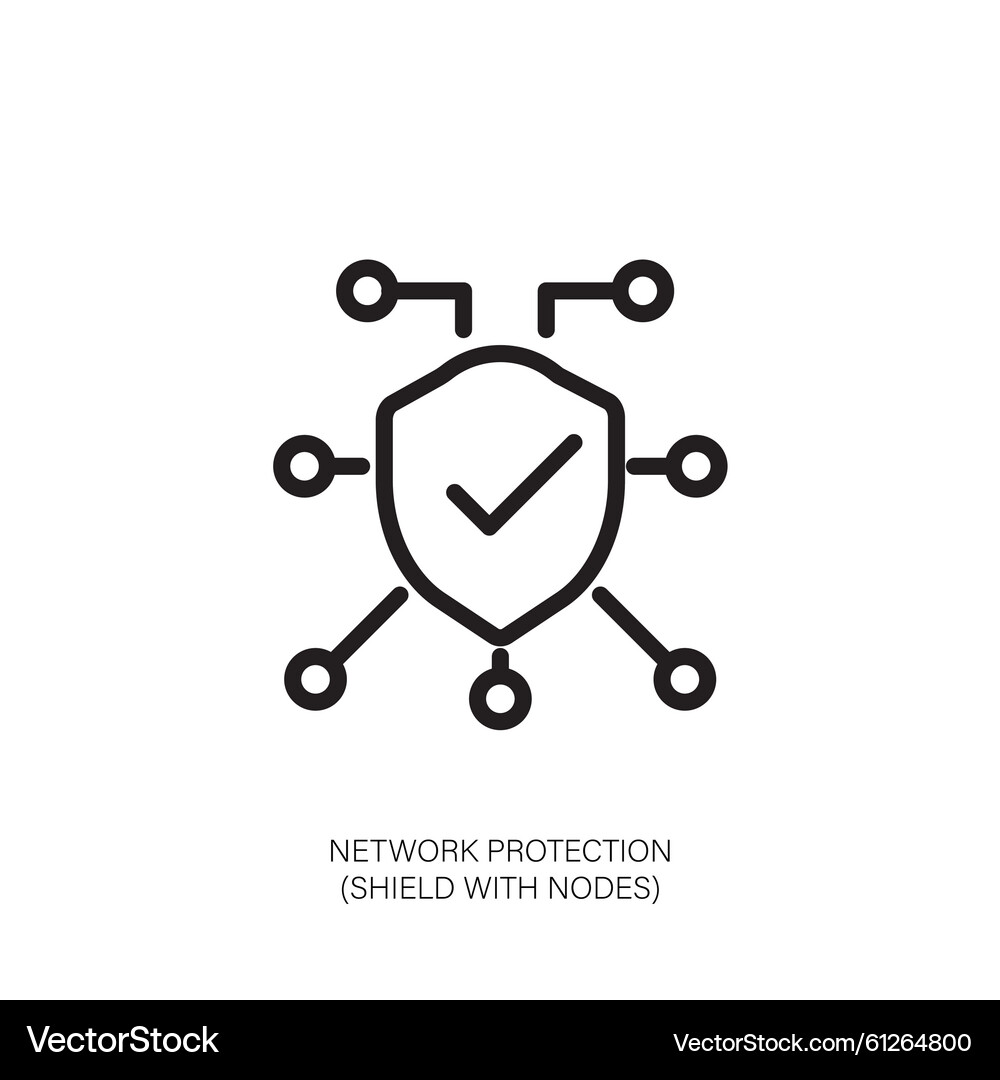 Network Security Icon - Shield with Nodes – Royalty-Free Vector ...