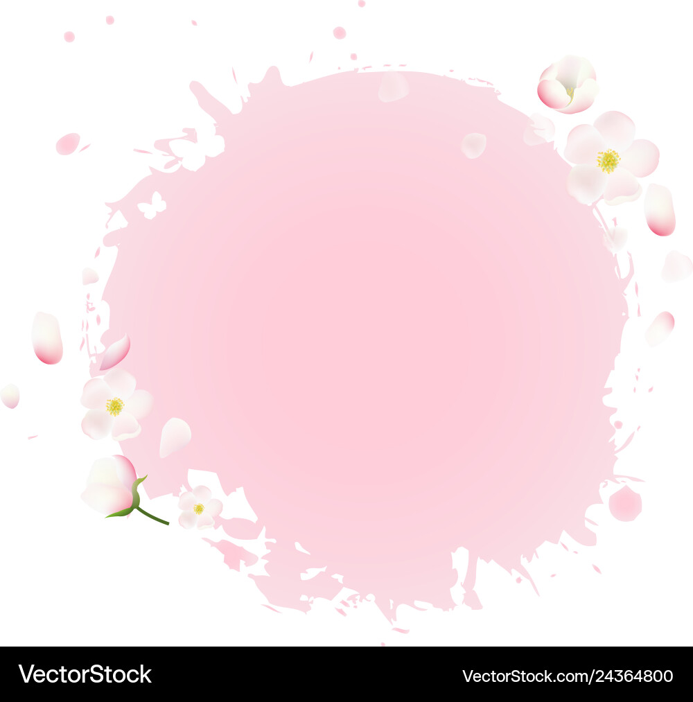 Pink stain with flowers Royalty Free Vector Image