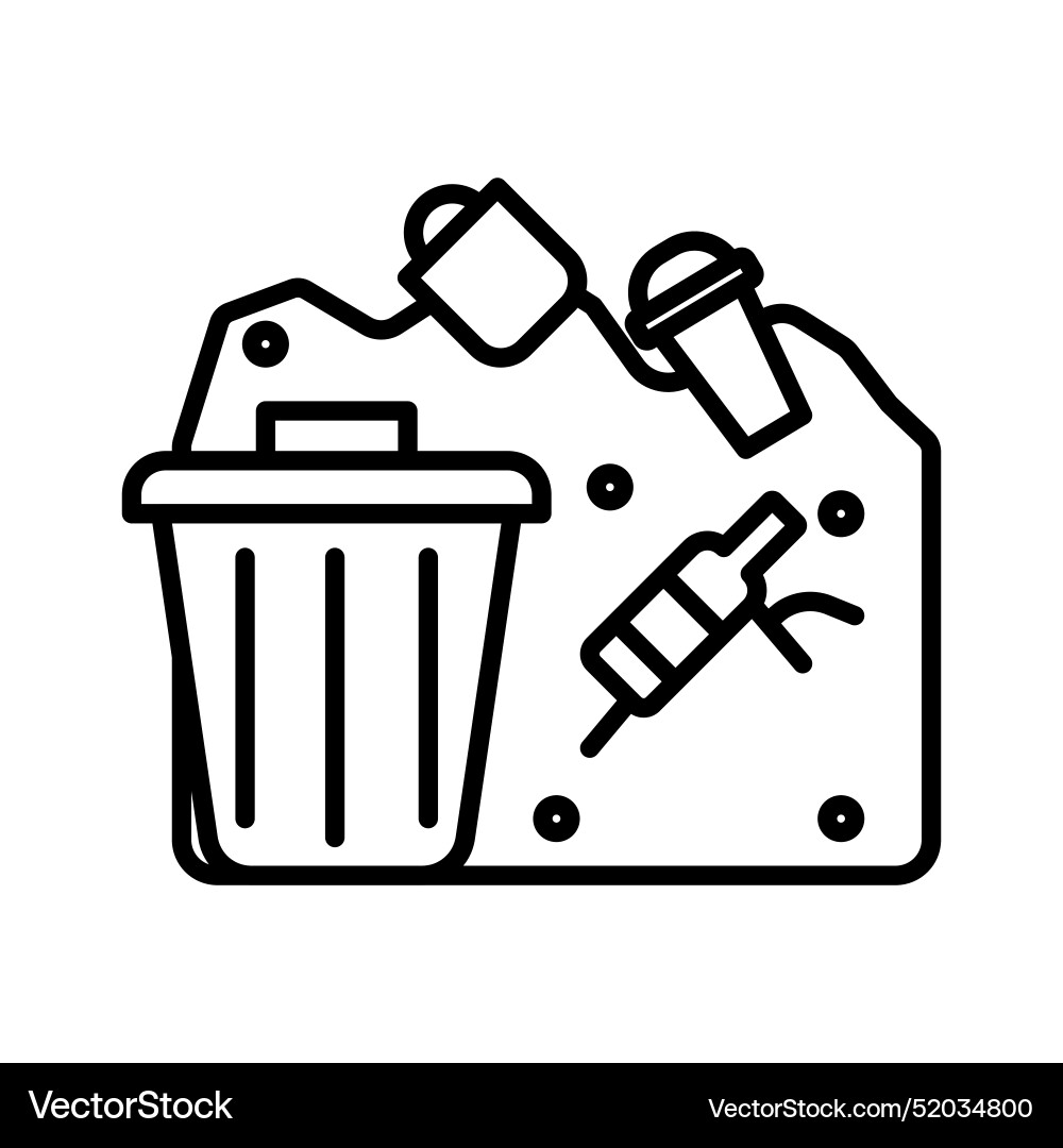Solid waste linear logo mark in black and white Vector Image