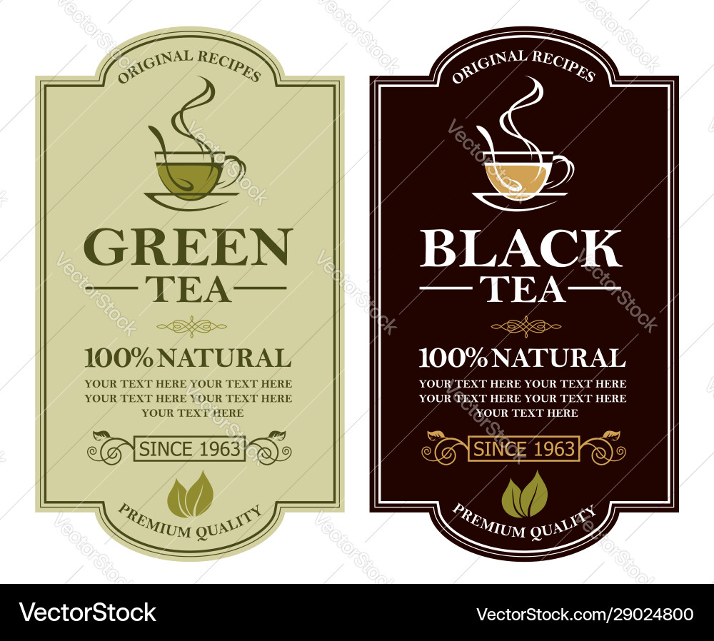 Tea labels set Royalty Free Vector Image - VectorStock
