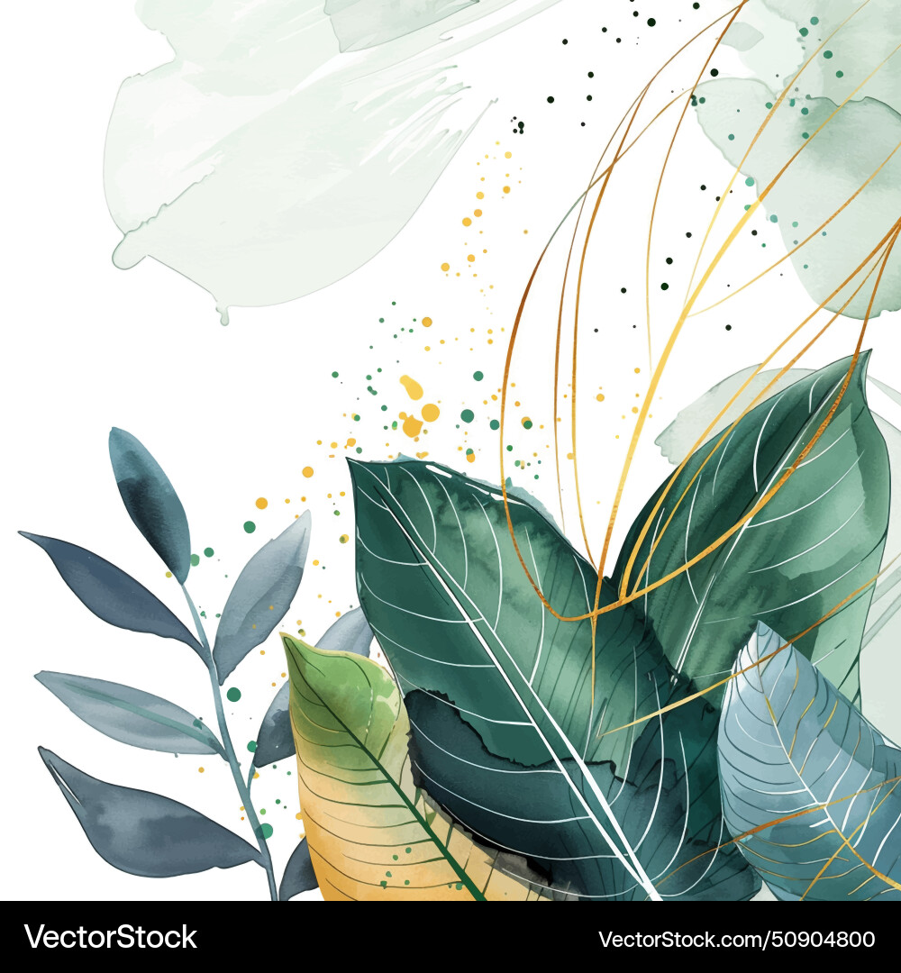Watercolor botanical foliage pattern with Vector Image