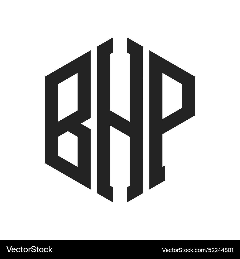 Bhp logo design initial letter monogram Royalty Free Vector
