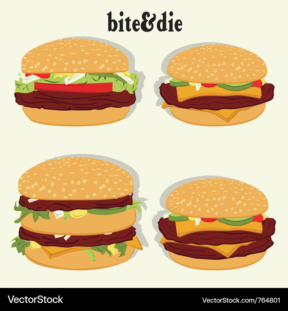 Burger collection Royalty Free Vector Image - VectorStock
