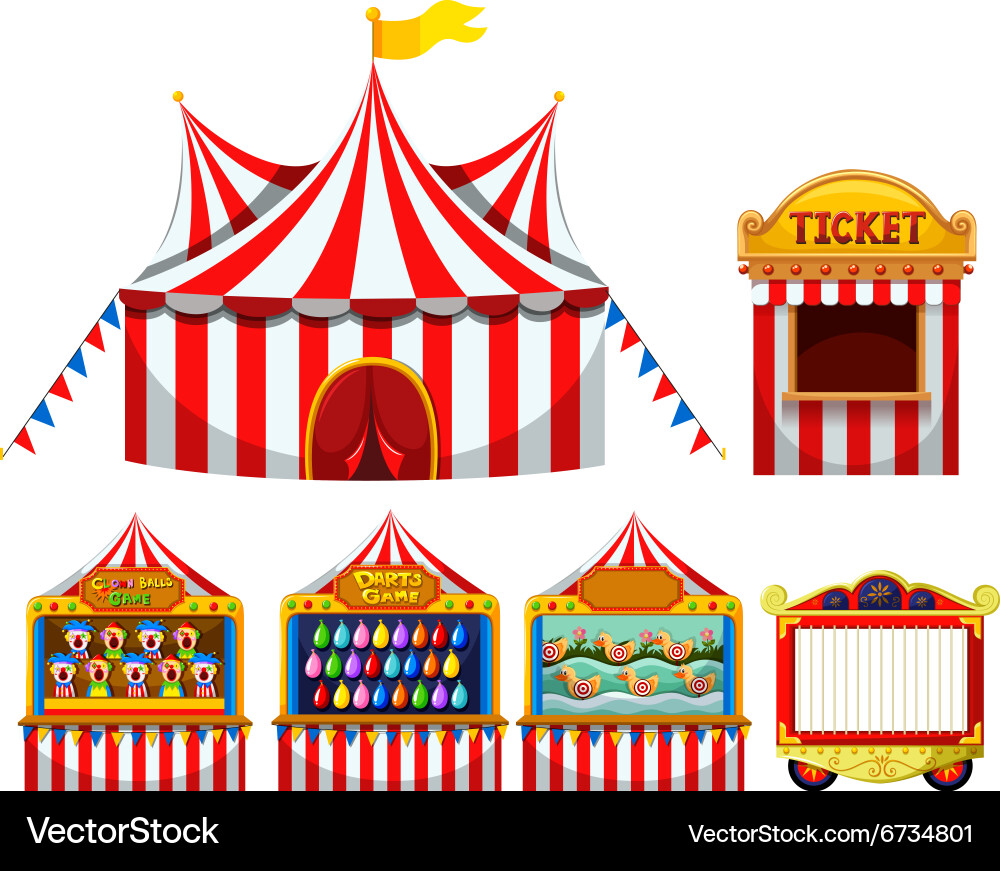 Circus tent and game boothes Royalty Free Vector Image