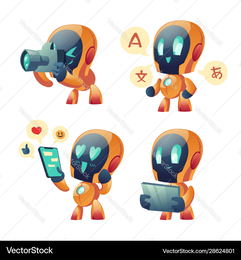 Cute chat bot cartoon conversation robot Vector Image