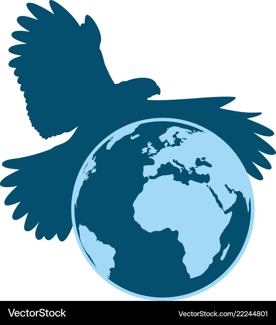Earth Eagle Logo Eagle World Globe Map Earth Global Planet Woodcut
