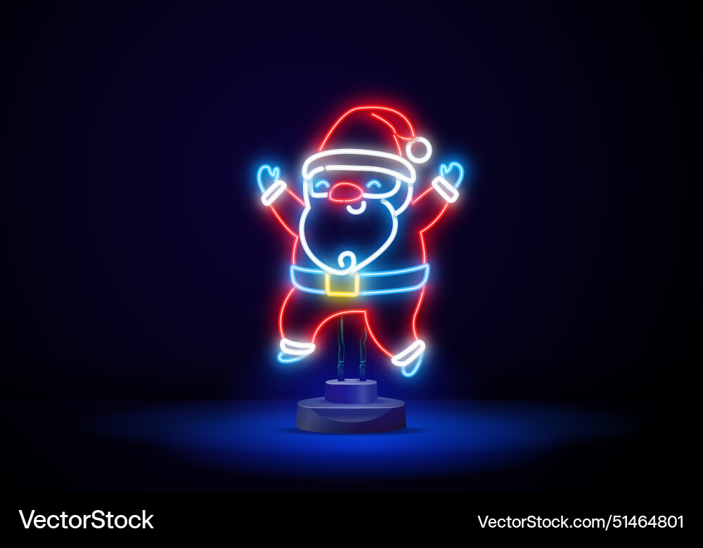 Neon Santa Claus Sign Royalty Free Vector Image