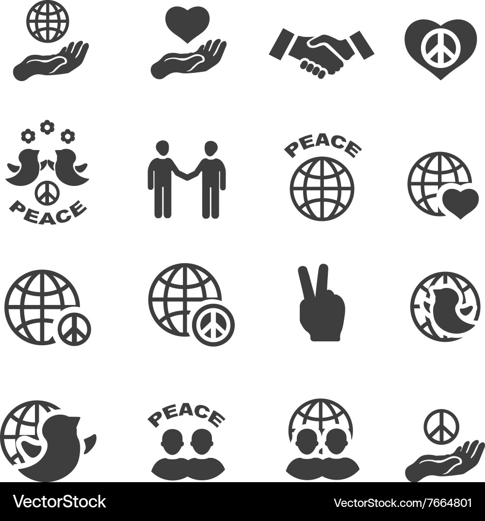 Peace icons set symbols Royalty Free Vector Image