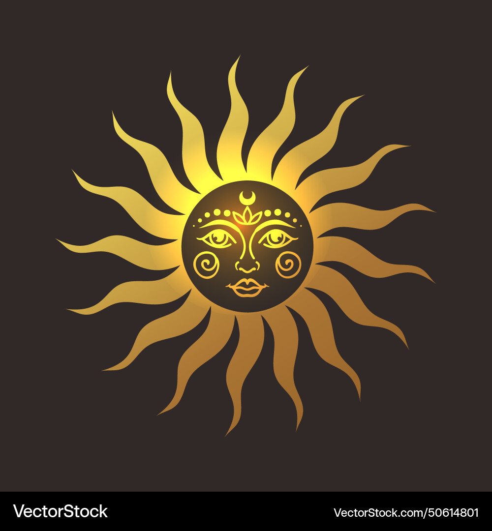 Sun gold hand drawn Royalty Free Vector Image - VectorStock