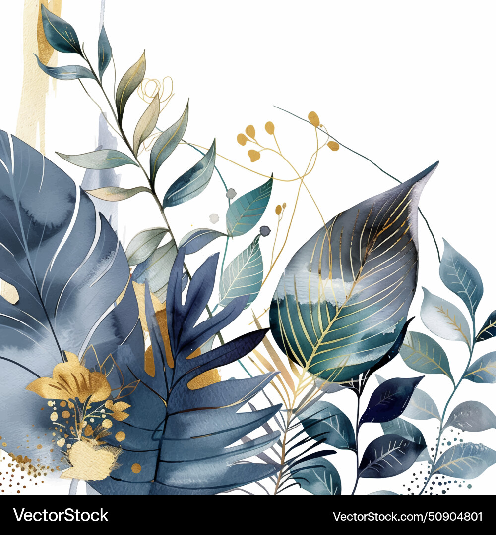 Watercolor botanical foliage pattern with Vector Image