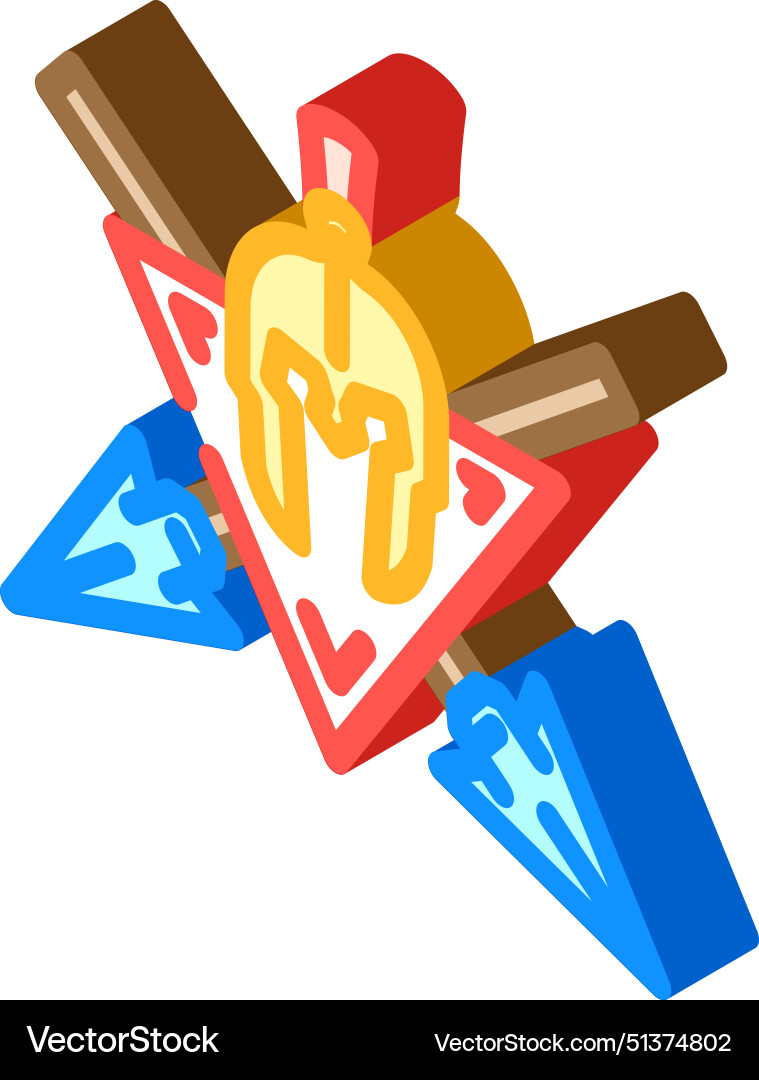 Badge ancient soldier isometric icon Royalty Free Vector