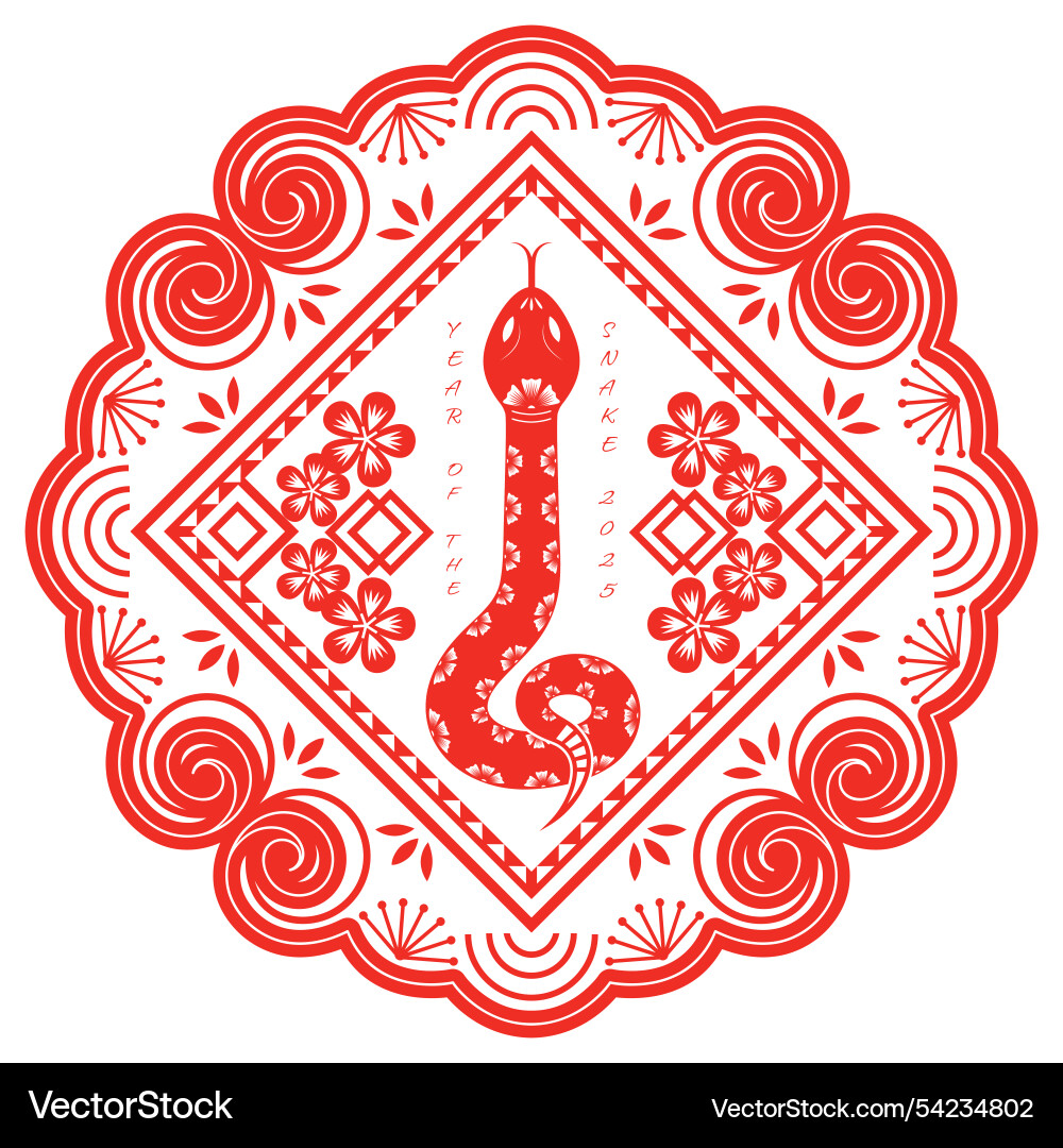 Chinese red snake Royalty Free Vector Image - VectorStock