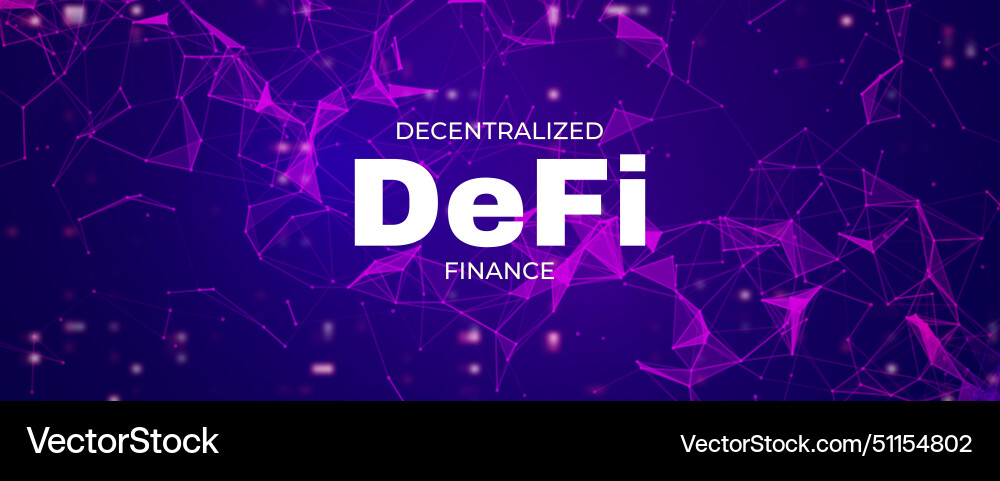 Defi decentralized finance banner for Royalty Free Vector