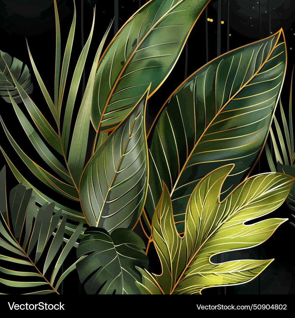 Drawn watercolor botanical foliage pattern with Vector Image