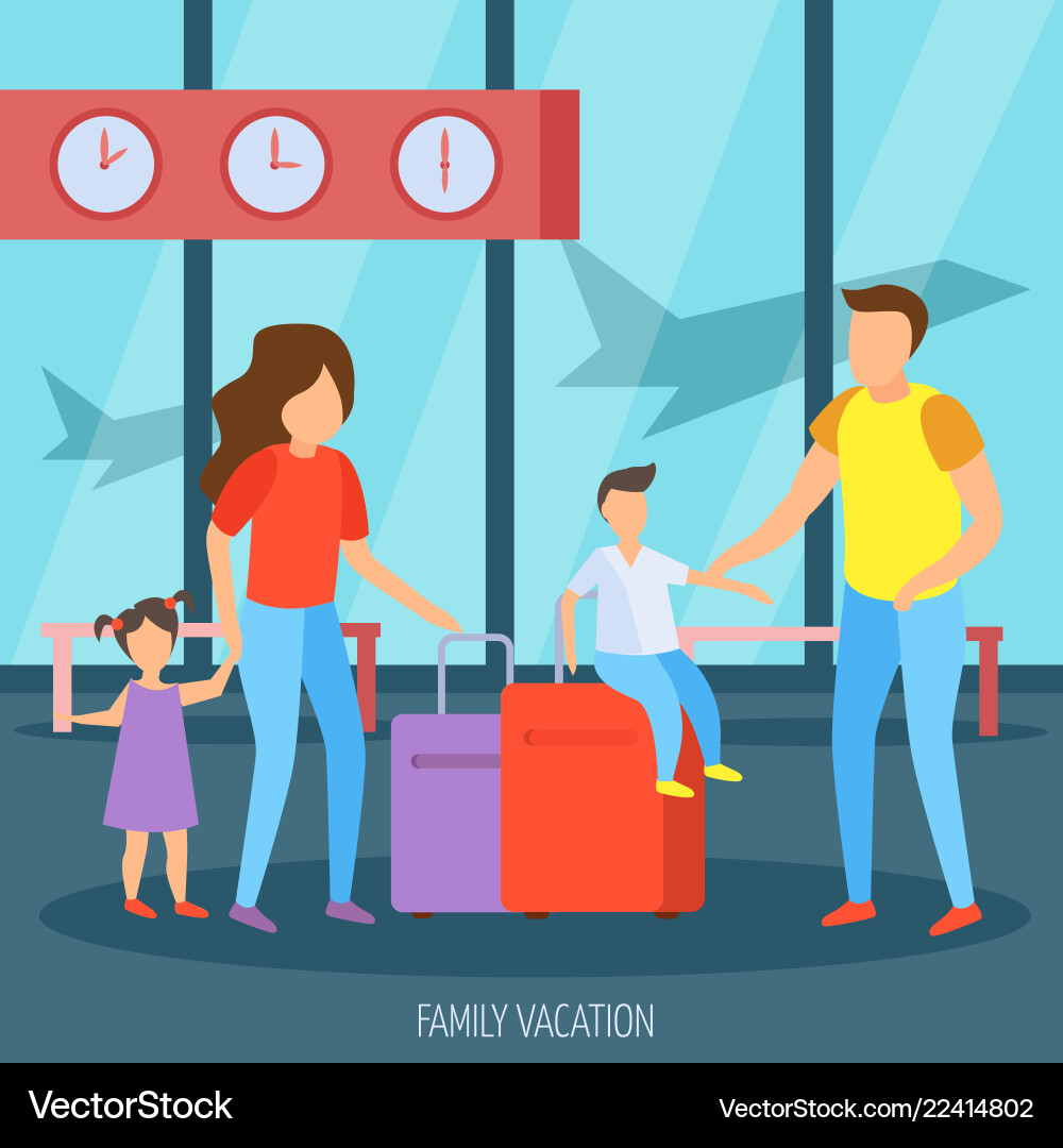 Family vacation orthogonal background Royalty Free Vector