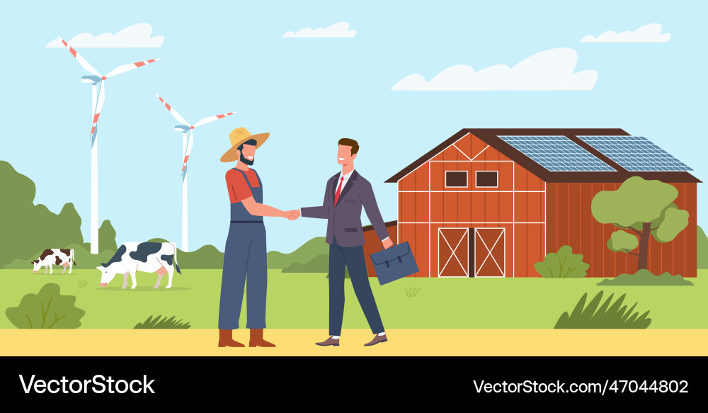 Farmer and businessman shake hands agree Vector Image