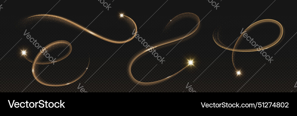 Gold star with magic curve trail Royalty Free Vector Image