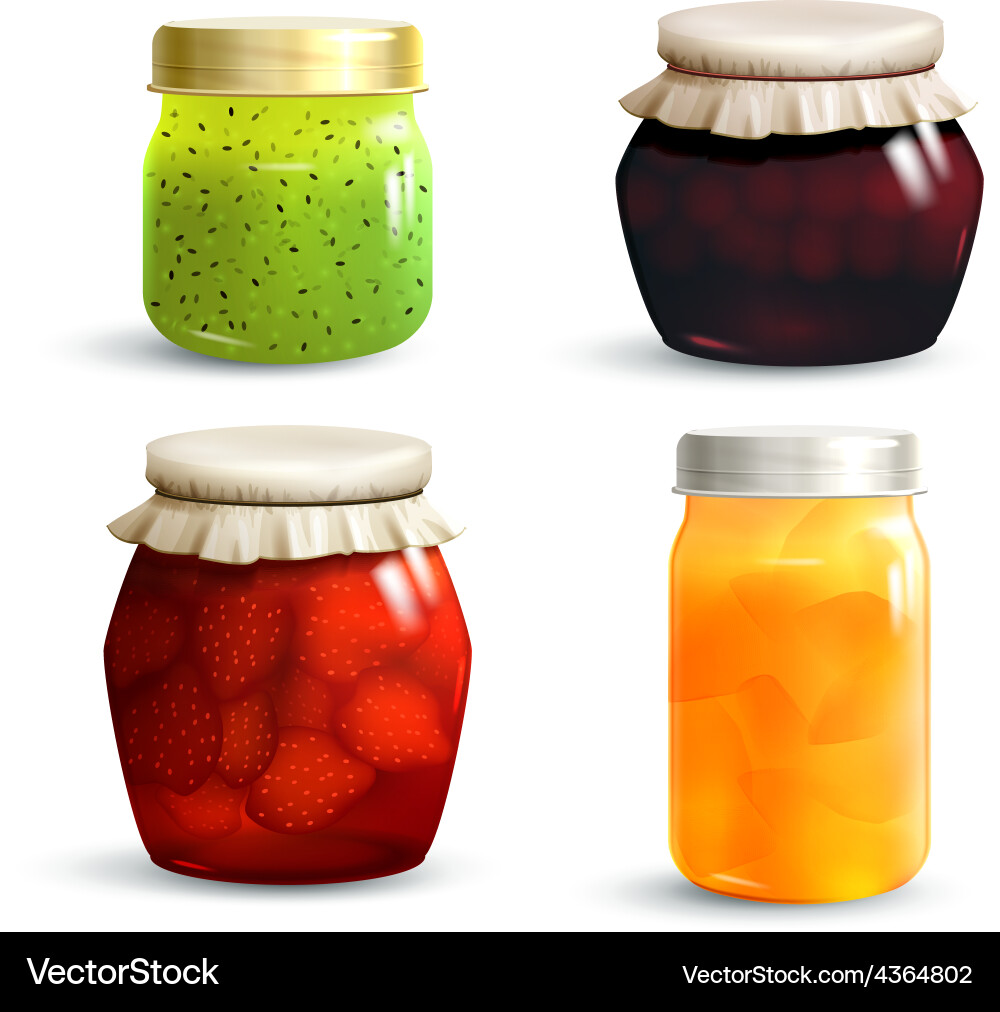Jam jar set Royalty Free Vector Image - VectorStock
