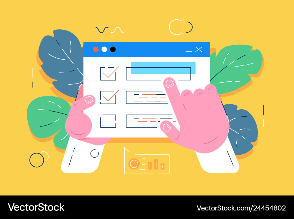 Man filling out form Royalty Free Vector Image