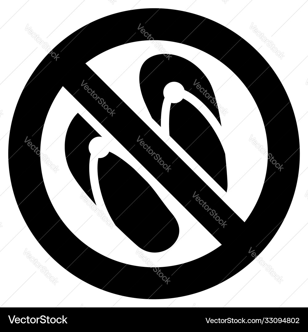 No slipper forbidden sign modern round sticker Vector Image