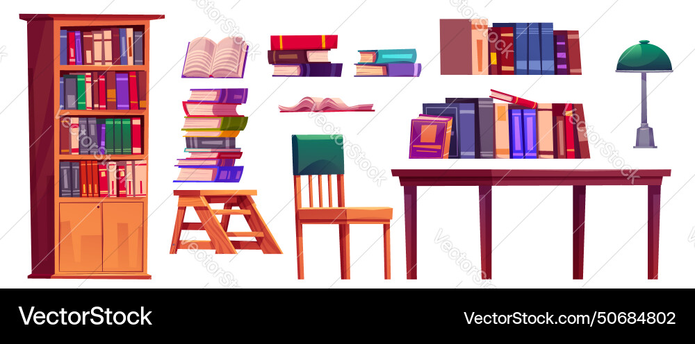 Public library books furniture and equipment Vector Image