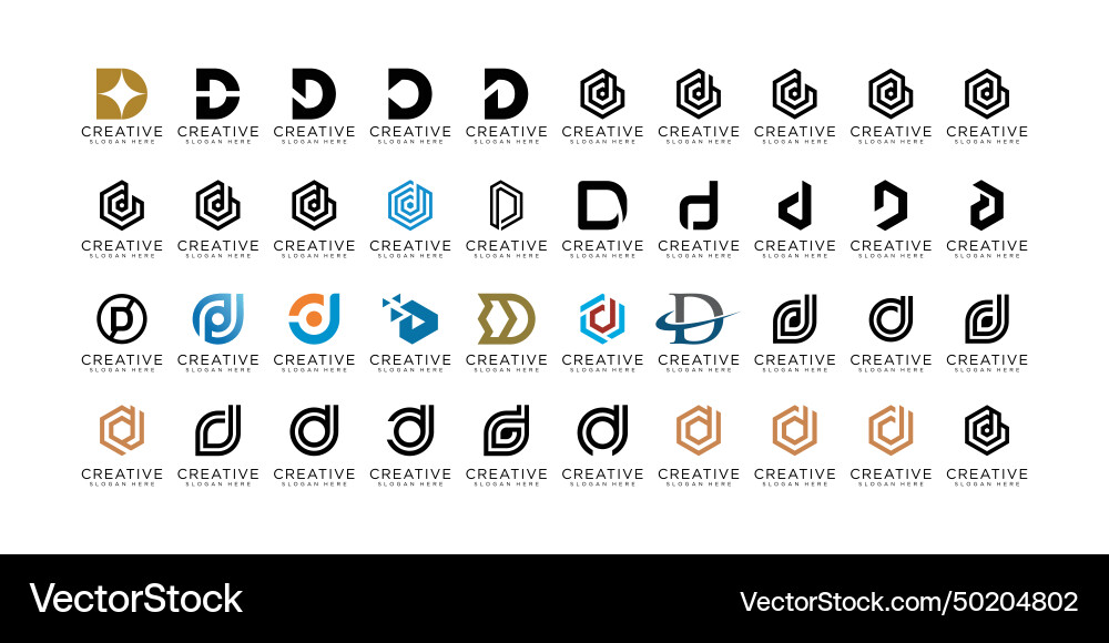 Set of creative letter d logo design template Vector Image