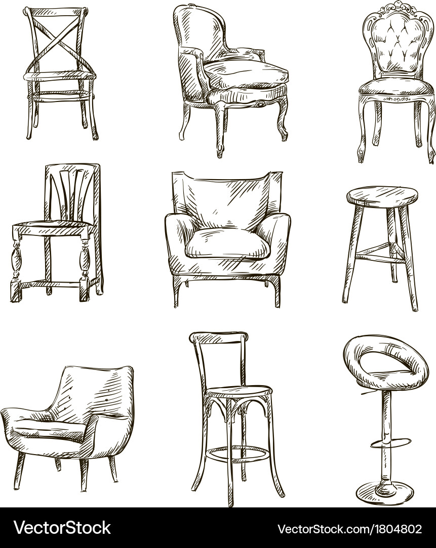 Set of hand drawn chairs Royalty Free Vector Image