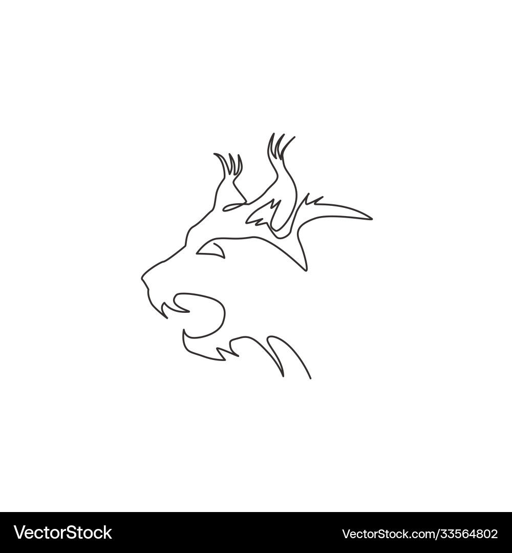 Single Line Lynx Head Royalty Free Vector Image