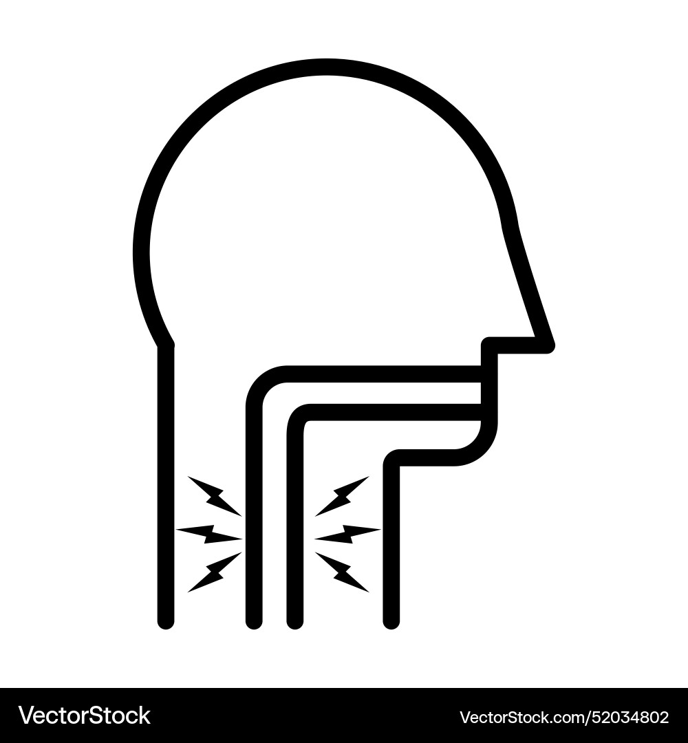 Sore throat linear logo mark in black and white Vector Image