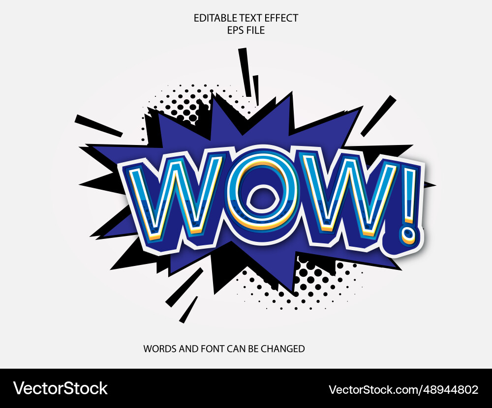 Wow comic style text effect font editable Vector Image